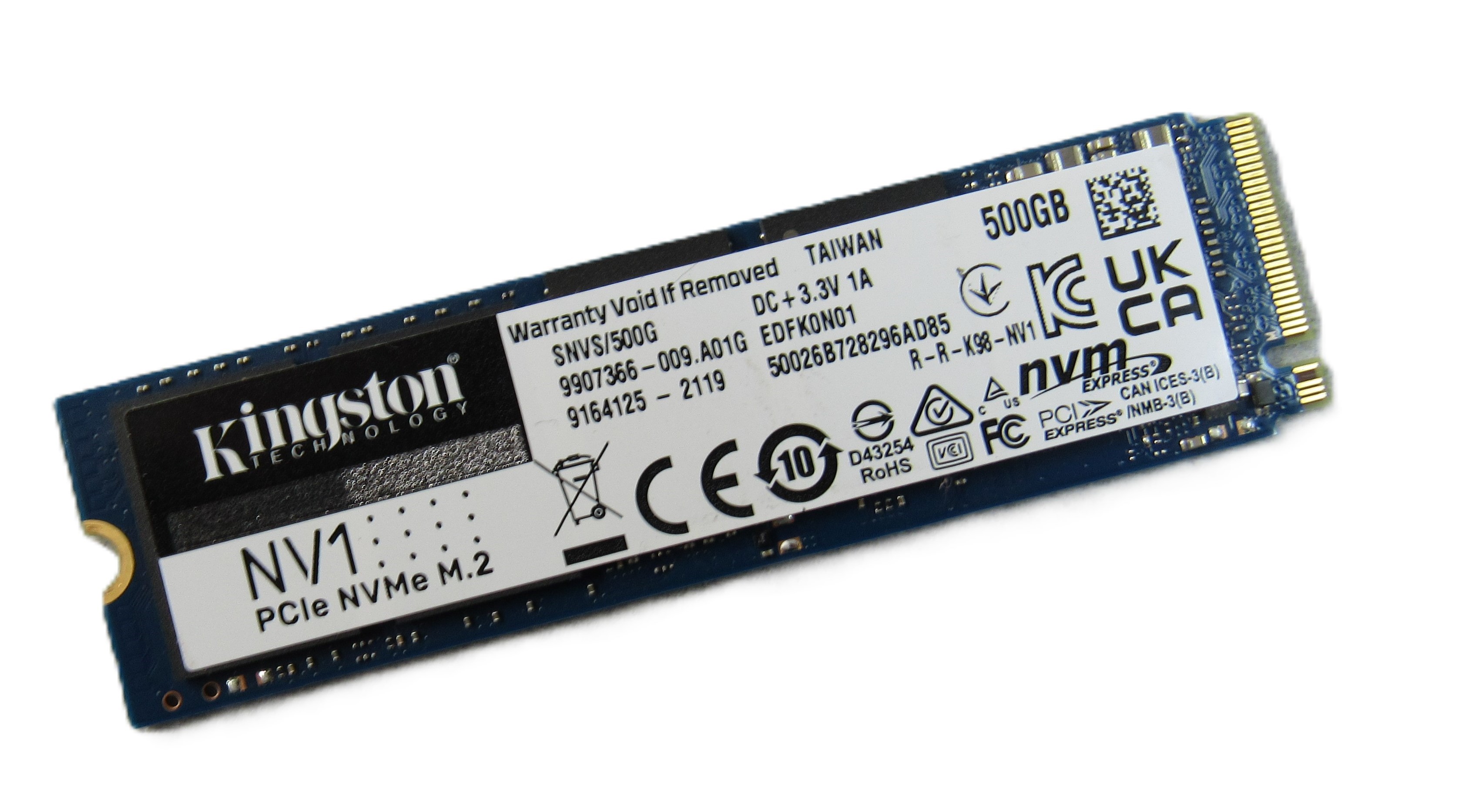 Kingston NV1 500GB NVMe M.2 Solid State Drive (SSD), SNVS/500G
