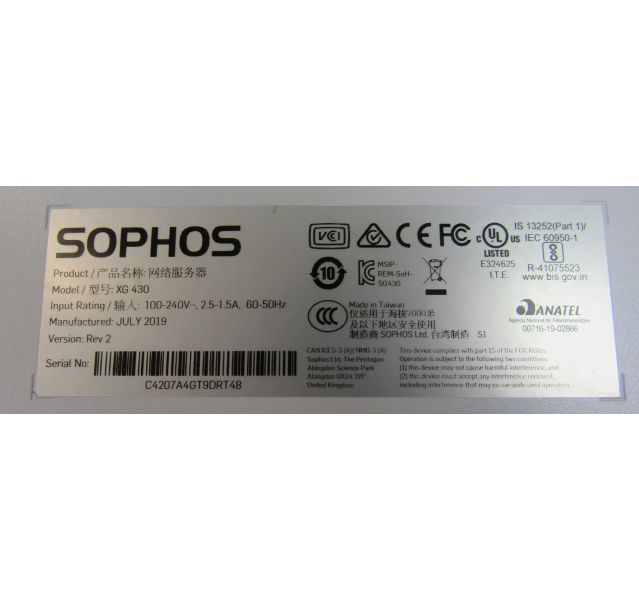 Sophos XG-430 Rev.2 Firewall Security Appliance With Ears